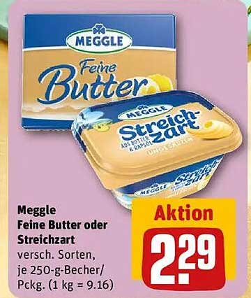 Meggle Feine Butter Oder Streichzart, 250-G-Becher Angebot bei REWE ...