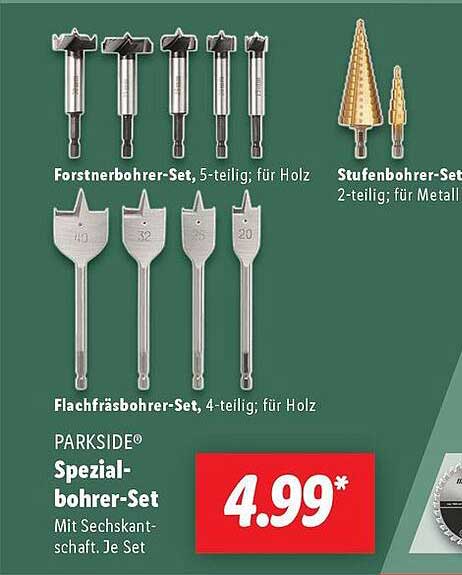 Parkside Spezialbohrer-Set Angebot bei Lidl - ProspektGuru.de