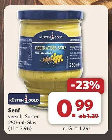 Küsten Gold Delikatess Senf - Verschiedene Sorten 250-Ml-Glas Angebot ...