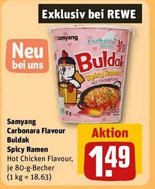 Samyang Carbonara Flavour Buldak Spicy Ramen Angebot bei REWE Kaufpark