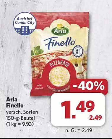 Arla Finello Pizzakäse Angebot bei Combi
