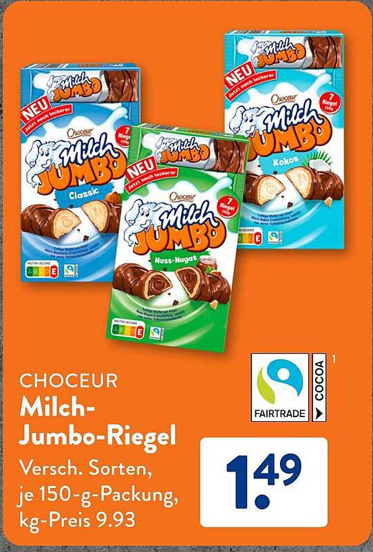 Chocoeur Milch-Jumbo-Riegel Angebot bei Aldi Süd