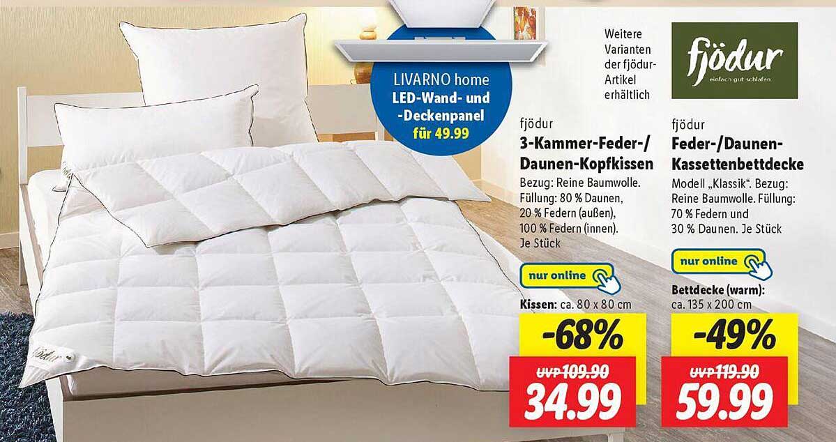 Fjödur 3-Kammer-Feder-/Daunen-Kopfkissen Angebot bei Lidl