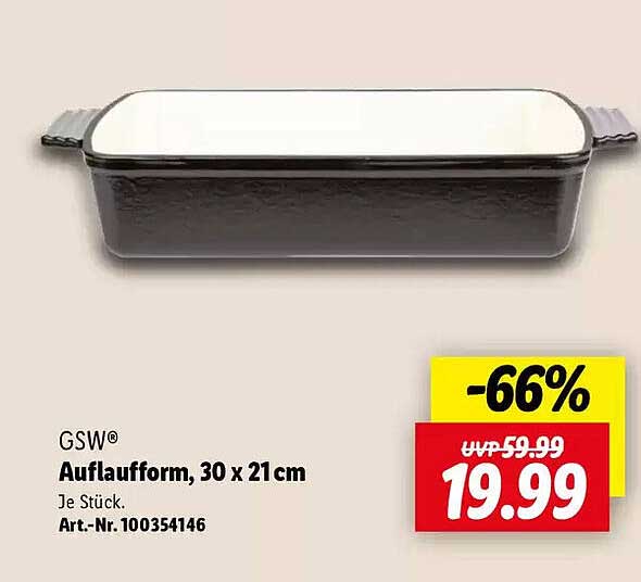 Gsw® Auflaufform, 30 X 21 Cm Angebot bei Lidl