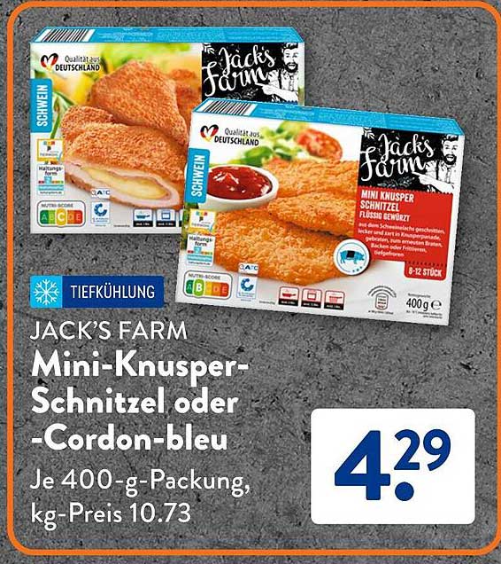 Jack's Farm Mini-Knusper-Schnitzel Oder -Cordon-Bleu Angebot bei Aldi Süd