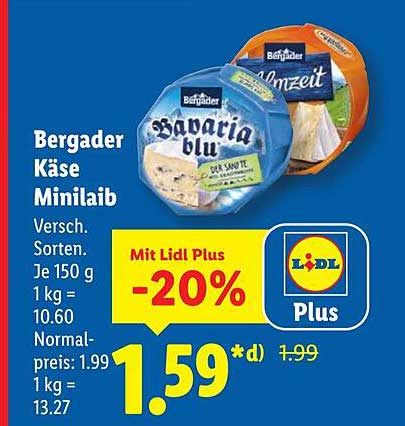 Bergader Käse Mini-Laib - Verschiedene Sorten Angebot bei Lidl ...