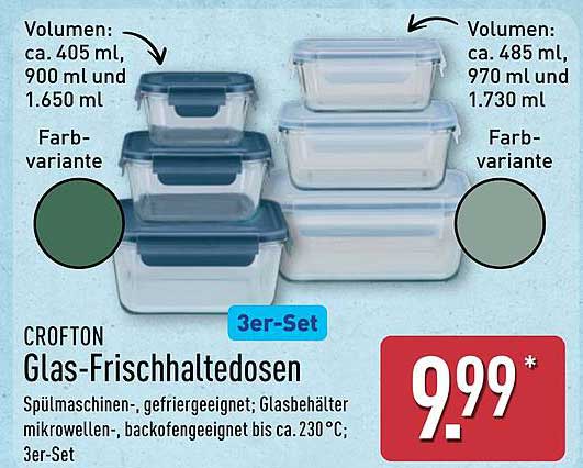 Crofton Glas-Frischhaltedosen 3Er-Set Angebot bei Aldi Nord ...