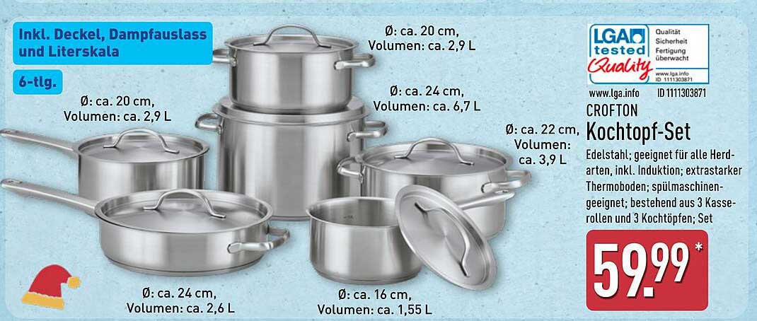 Crofton Kochtopf-Set 6-Teilig Angebot bei Aldi Nord - ProspektGuru.de