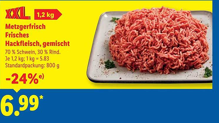 Frisches Hackfleisch, Gemischt - 1,2 Kg Angebot bei Lidl - ProspektGuru.de