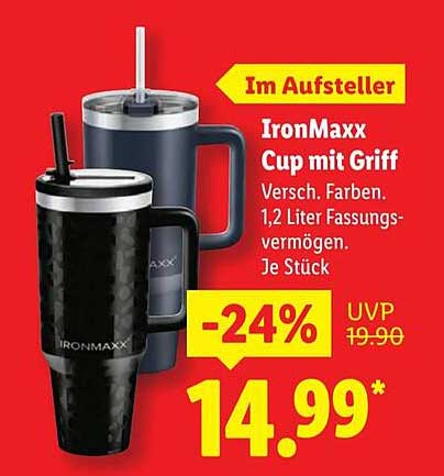 Ironmaxx Cup Mit Griff – Ideal Für Unterwegs Angebot bei Lidl ...