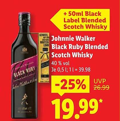 Johnnie Walker Black Ruby Blended Scotch Whisky + 50Ml Black Label ...