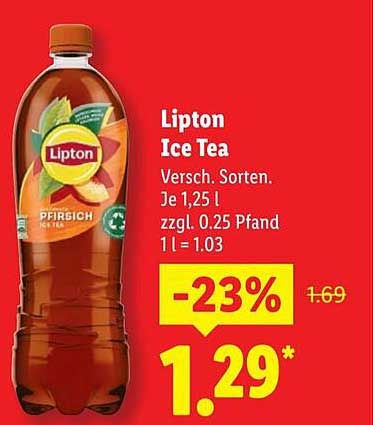 Lipton Ice Tea - Verschiedene Sorten 1,25 L Angebot bei Lidl ...