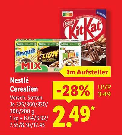 Nestlé Cerealien - Verschiedene Sorten Angebot bei Lidl - ProspektGuru.de
