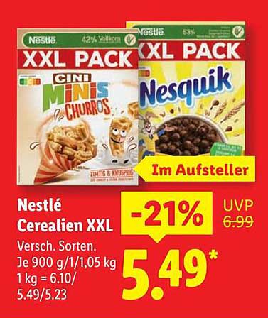 Nestlé Cerealien Xxl - Verschiedene Sorten Angebot bei Lidl ...