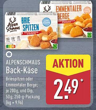 Alpenschmaus Back-Käse Briespitzen Oder Emmentaler Berge; Je 200 G, Und ...