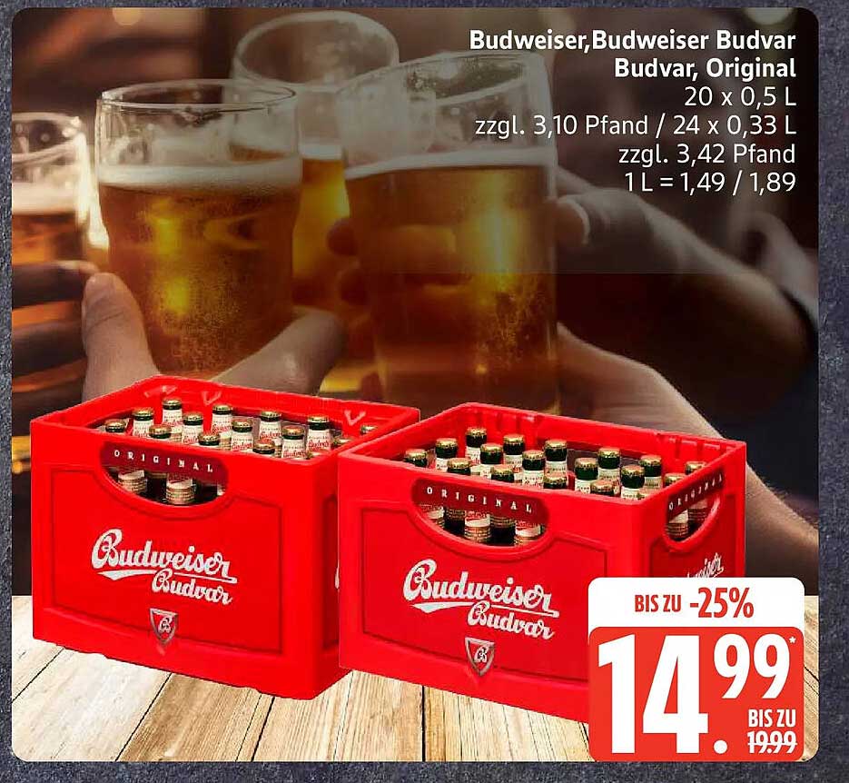Budweiser Budvar, Original 20 X 0,5 L Angebot bei Marktkauf ...