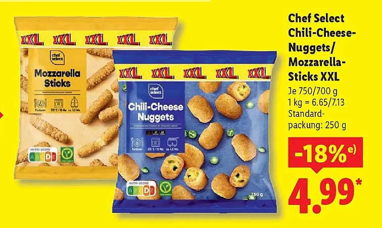 Chef Select Chili-Cheese-Nuggets/Mozzarella-Sticks Xxl Angebot bei Lidl ...