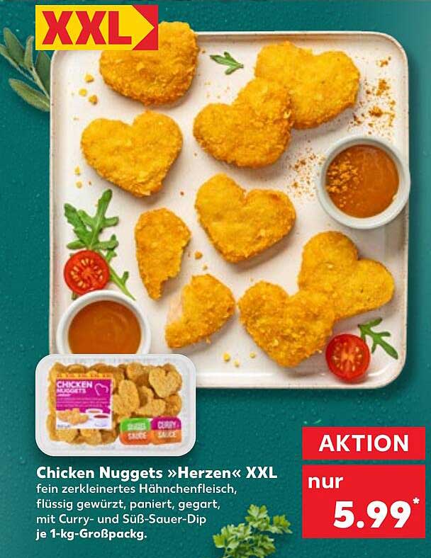 Chicken Nuggets »Herzen« Xxl Fein Zerkleinertes Hähnchenfleisch ...