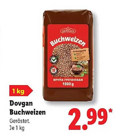Dovgan Buchweizen 1 Kg Angebot bei Lidl - ProspektGuru.de