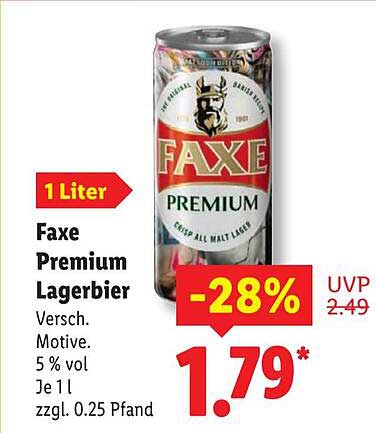 Faxe Premium Lagerbier Angebot bei Lidl - ProspektGuru.de