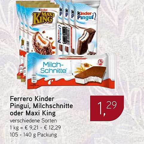 Ferrero Kinder Pingui, Milchschneitte Oder Maxi King Angebot bei ...
