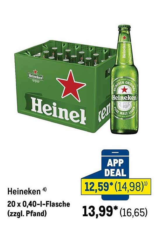 Heineken 4) 20 X 0,40-L-Flasche (Zzgl. Pfand) Angebot bei METRO ...