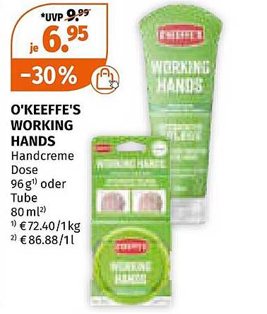 O'keeffe's Working Hands Handcreme Dose 96 G Oder Tube 80 Ml Angebot ...
