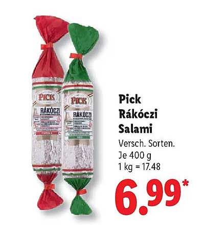Pick Rákóczi Salami Versch. Sorten. Je 400 G Angebot bei Lidl ...