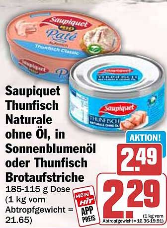 Saupiquet Thunfisch Naturale Ohne Öl, In Sonnenblumenöl Oder Thunfisch ...