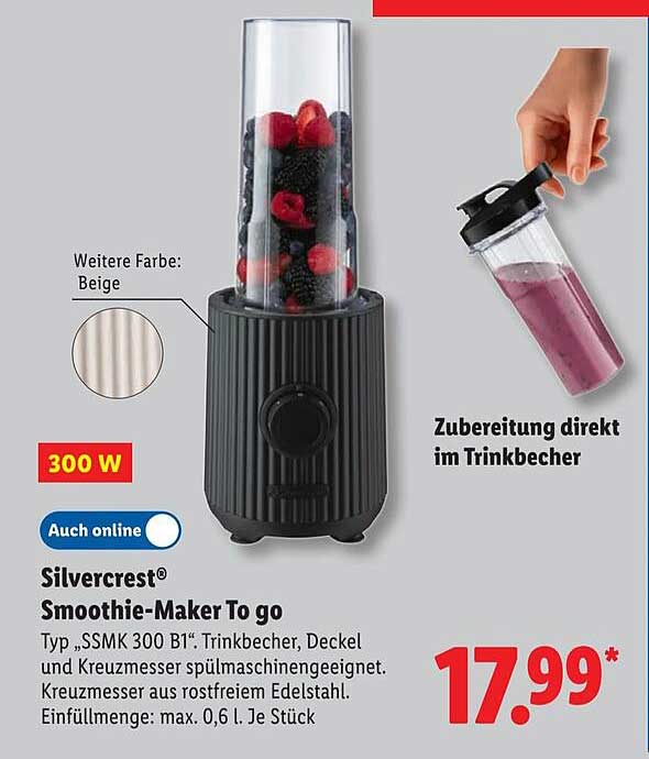 Silvercrest® Smoothie-Maker To Go Angebot bei Lidl - ProspektGuru.de