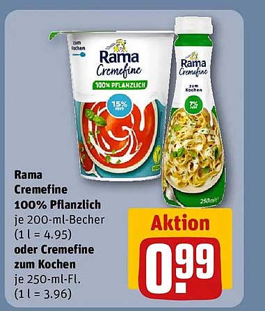 Rama Cremefine 100% Pflanzlich Je 200-Ml-Becher Oder Cremefine Zum ...