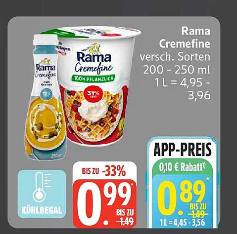 Rama Cremefine Versch. Sorten 200 - 250 Ml Angebot bei Marktkauf ...