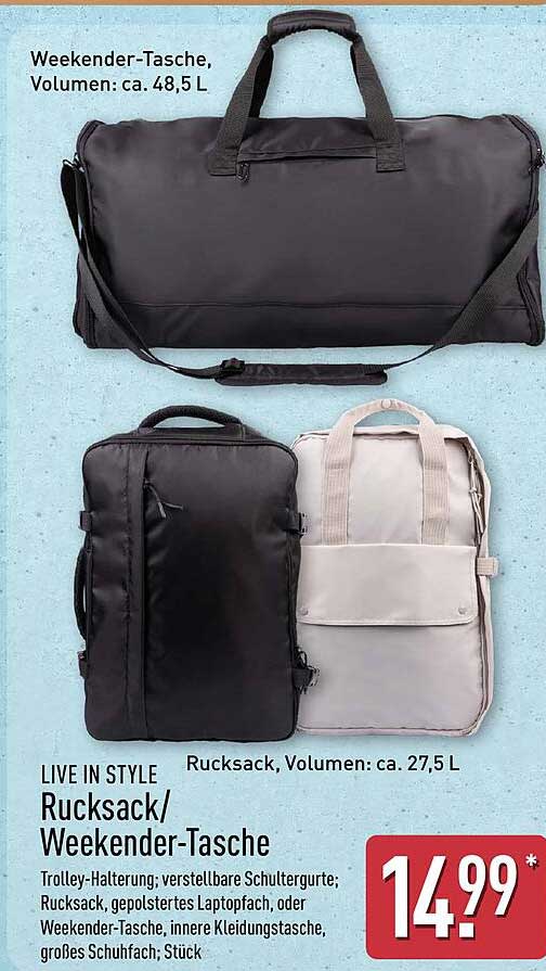 Rucksack/Weekender-Tasche Angebot bei Aldi Nord - ProspektGuru.de