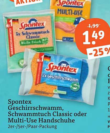 Spontex Geschirrschwamm, Schwammtuсh Classic Oder Multi-Use Handschuhe ...