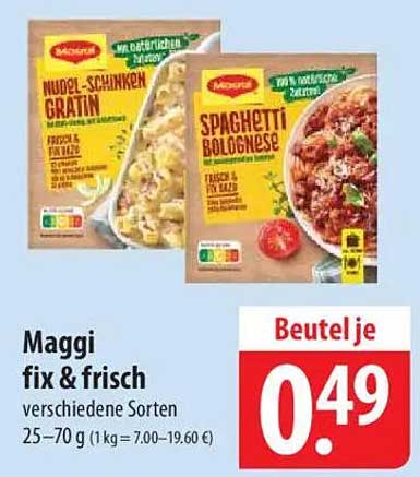 Maggi Fix & Frisch Verschiedene Sorten Angebot bei Famila Nord Ost ...