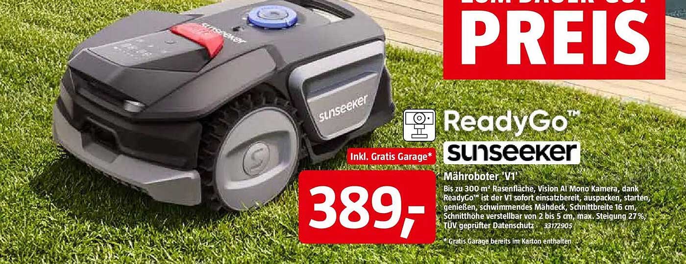 Readygo™ Sunseeker Mähroboter 'V1' Angebot bei Bauhaus - ProspektGuru.de