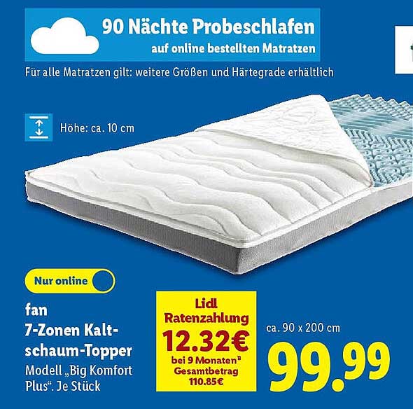 7 Zonen Kaltschaum Topper