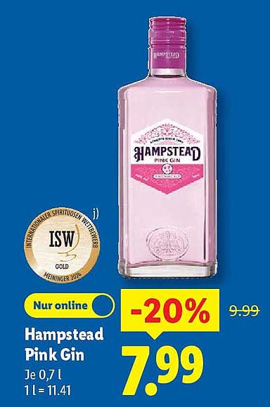 Hampstead Pink Gin 0,7 L - 20% Reduziert Angebot bei Lidl - ProspektGuru.de
