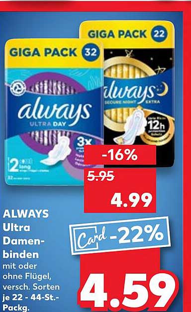 Always Ultra Damenbinden Angebot bei Kaufland