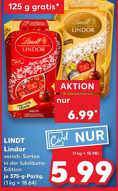 Lindt Lindor Versch. Sorten In Der Jubiläums-Edition Angebot bei ...
