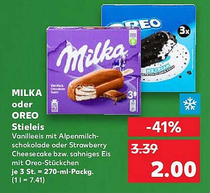 Milka Oder Oreo Stieleis Angebot bei Kaufland - ProspektGuru.de