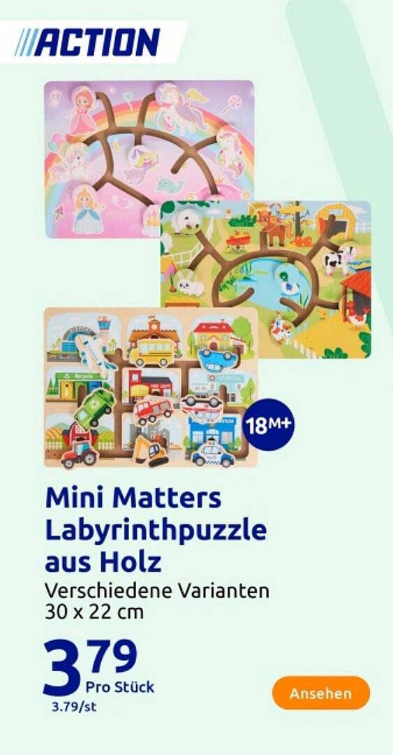 Mini Matters Labyrinthpuzzle Aus Holz Angebot bei Action - ProspektGuru.de