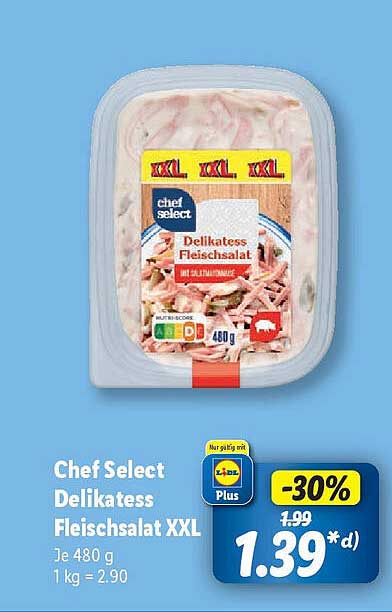 Chef Select Delikatess Fleischsalat Xxl Angebot bei Lidl
