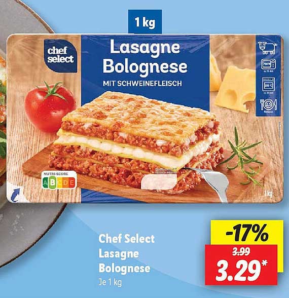 Chef Select Lasagne Bolognese Angebot bei Lidl