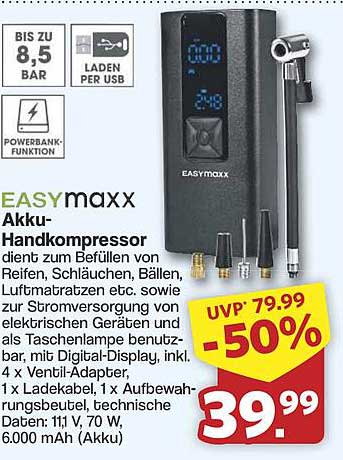 Easymaxx Akku-Handkompressor Angebot bei Famila Nord West