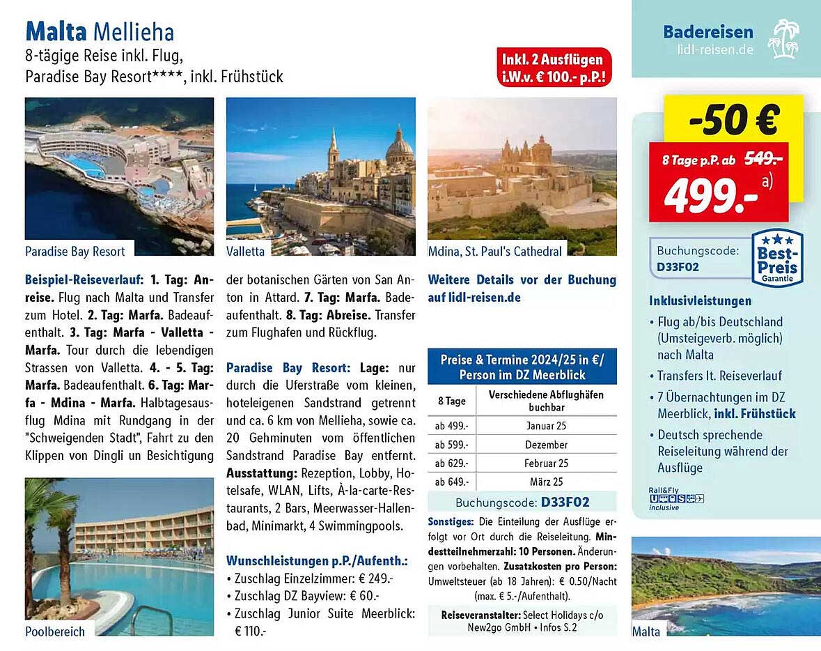 Malta Mellieha 8-Tägige Reise Inkl. Flug, Paradise Bay Resort****, Inkl ...
