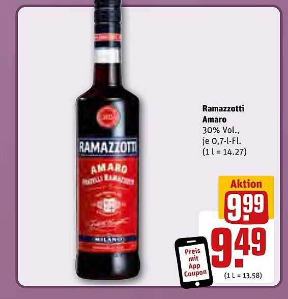 Ramazzotti Amaro Angebot bei REWE Center - ProspektGuru.de