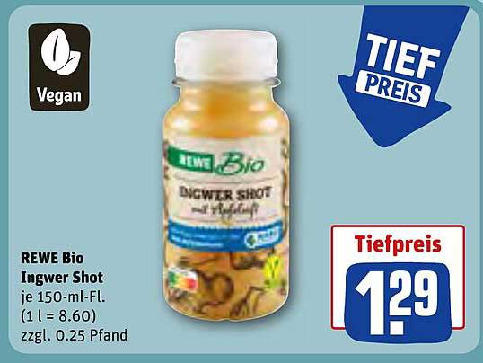 Rewe Bio Ingwer Shot Angebot bei REWE Center - ProspektGuru.de