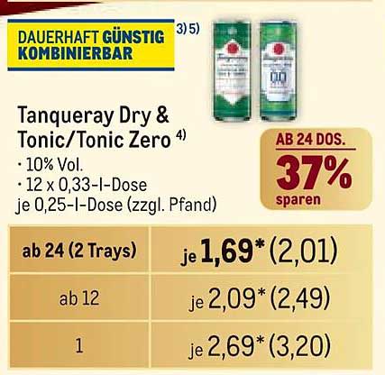 Tanqueray Dry & Tonic/Tonic Zero Angebot bei METRO