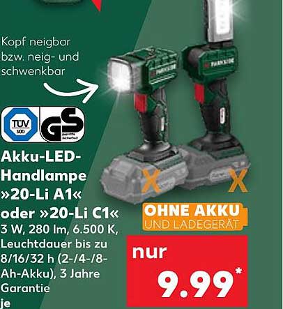 Akku-Led-Handlampe »20-Li A1« Oder »20-Li C1« Angebot bei Kaufland ...